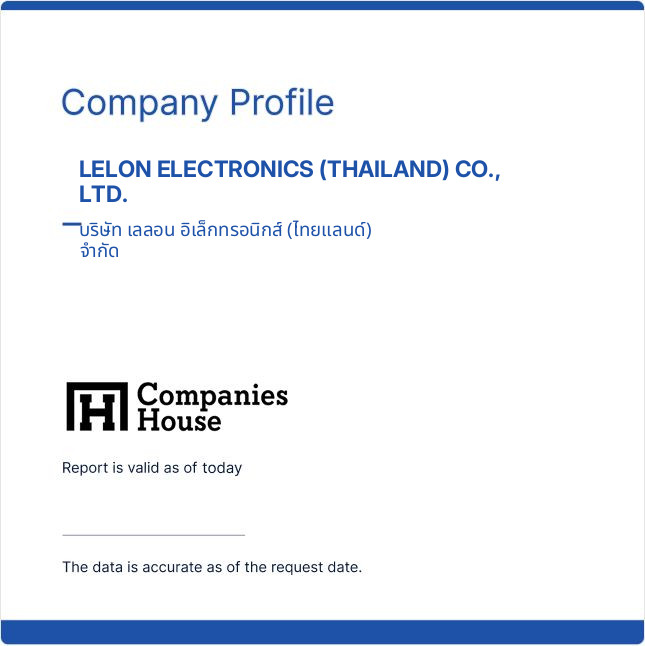 LELON ELECTRONICS (THAILAND) CO., LTD. | Companies House Registry Search
